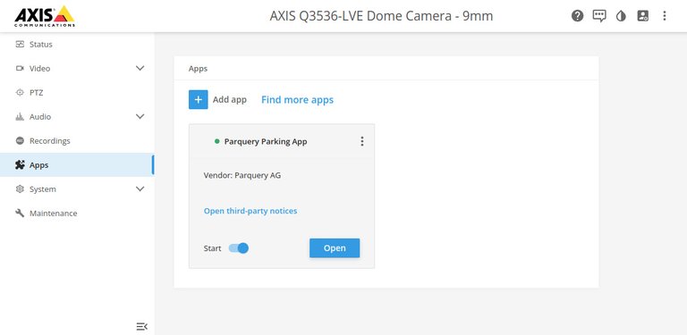 AXIS ACAP - Parquery embedded in AXIS cameras