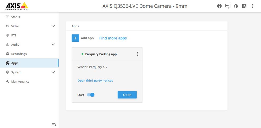 AXIS ACAP - Parquery embedded in AXIS cameras